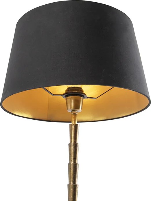 Stolní lampa v art deco stylu bronzová s černým bavlněným stínítkem 35 cm - Pisos