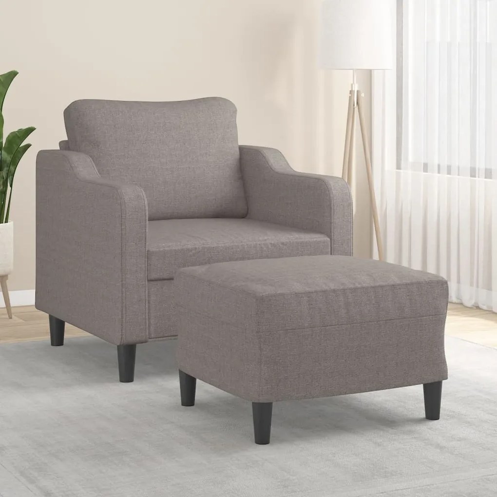 Křeslo s podnožkou taupe 60 cm textil 3201134
