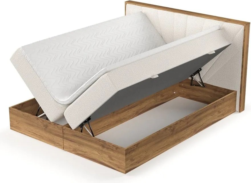 Boxspring postel s úložným prostorem v krémovo-přírodní barvě 180x200 cm Asahi – Maison de Rêve