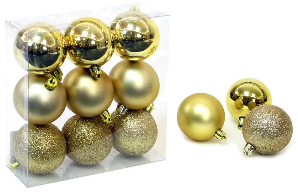 Sada 9 vánočních ozdob ve zlaté barvě Unimasa Caja