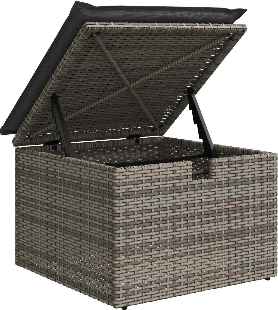 Set pohovek s polštářem s úložištěm Šedá polyratan 3359068