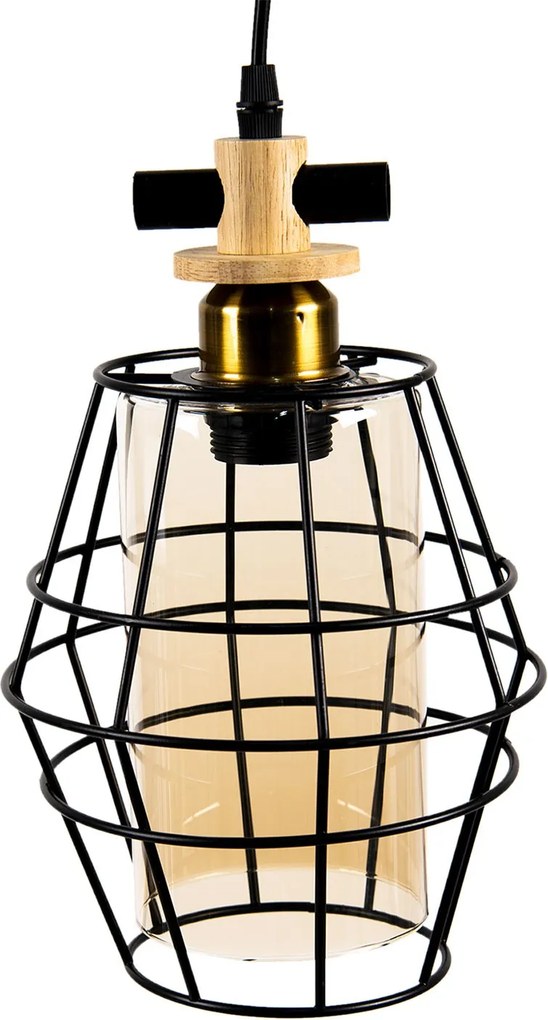 Závěsná černí industriální lampa - 22*18 cm E27/max 1*40W