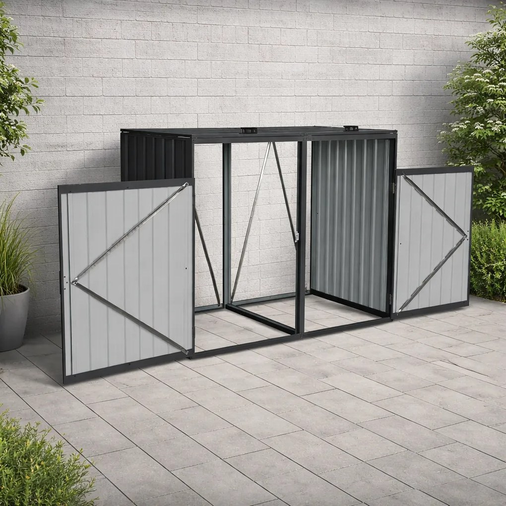 Přístřešek na 2 popelnice BestBerg BBTS-MK2 / 1,3 m² / 160 × 80 × 122 cm / antracit