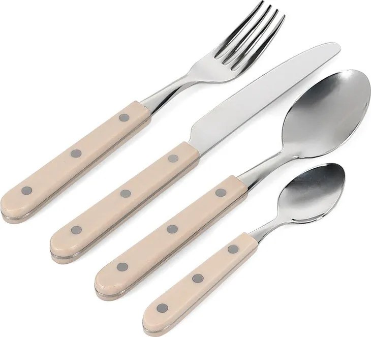 Béžový/ve stříbrné barvě nerezový příbor 16 ks pro 4 osoby Sierra – Salt&Pepper
