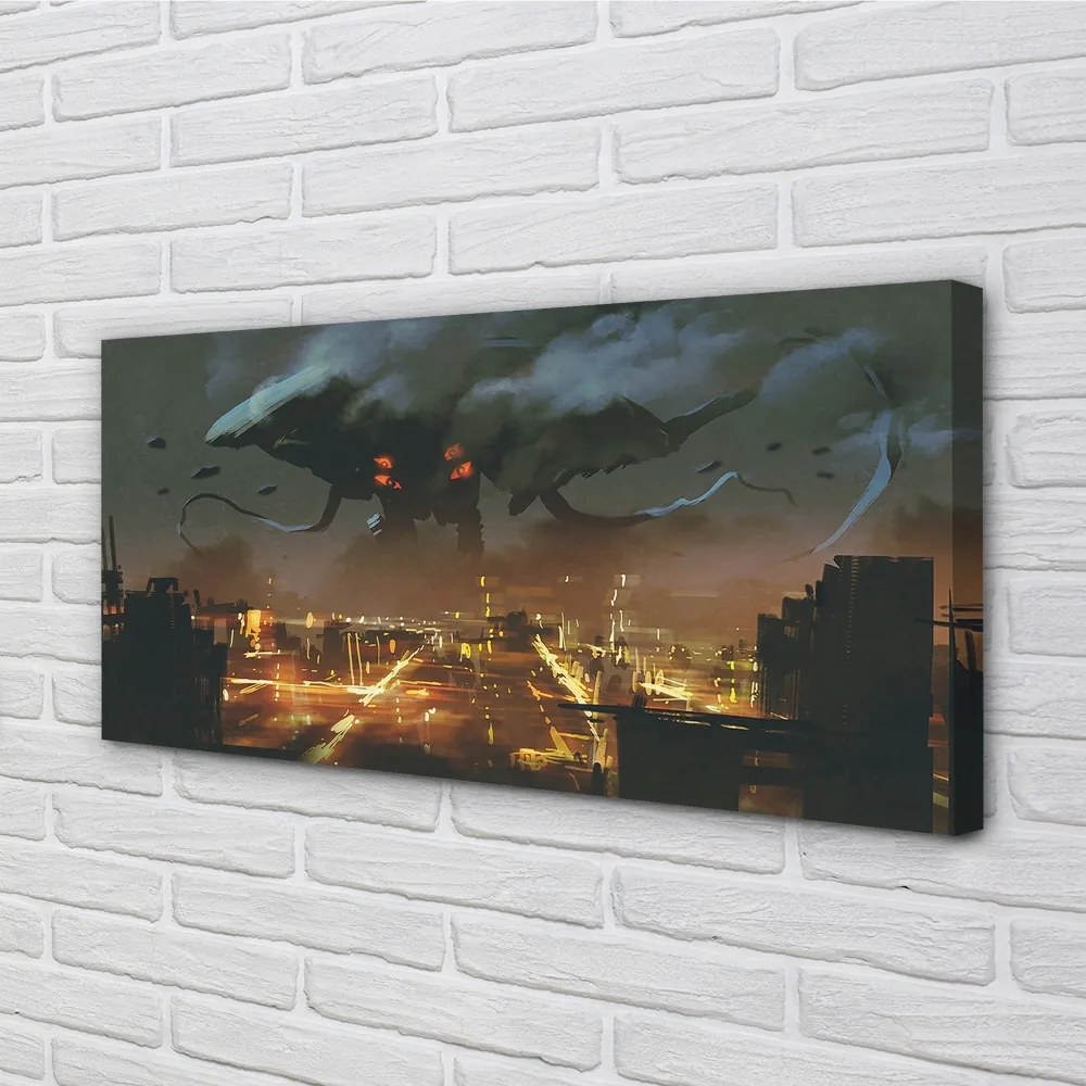 Obrazy na plátně Město v noci kouř monster 120x60 cm