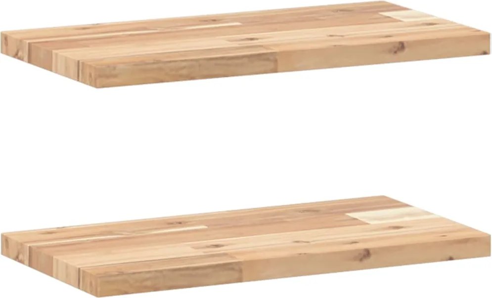 Plovoucí police 2 ks 60 x 20 x 2 cm neošetřené akáciové dřevo 3279340