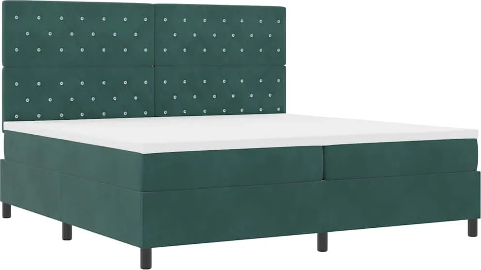 Postel s boxspringem s matrací Tmavě zelená 200 x 200 cm samet 3339791