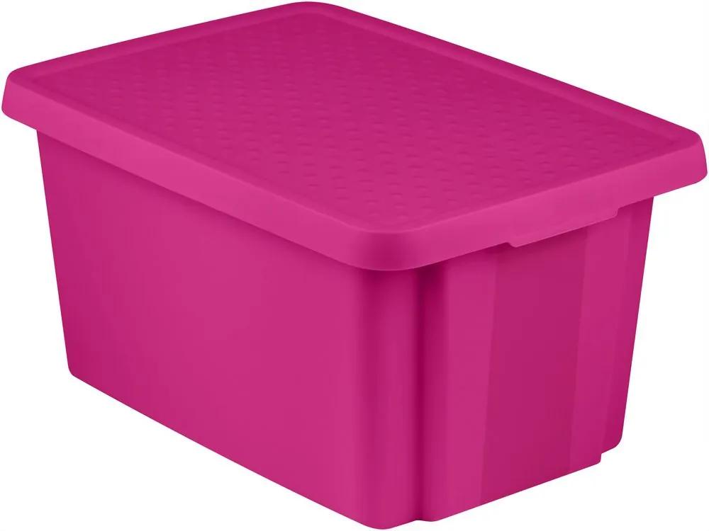 Velký úložný box s víkem 45 l, fialový | BIANO