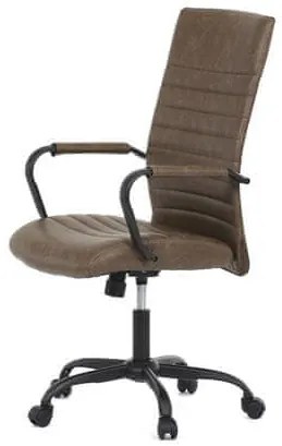 Autronic Kancelářská židle Kancelářská židle, hnědá ekokůže, houpací mech, kolečka pro tvrdé podlahy, černý kov (KA-V306 BR)