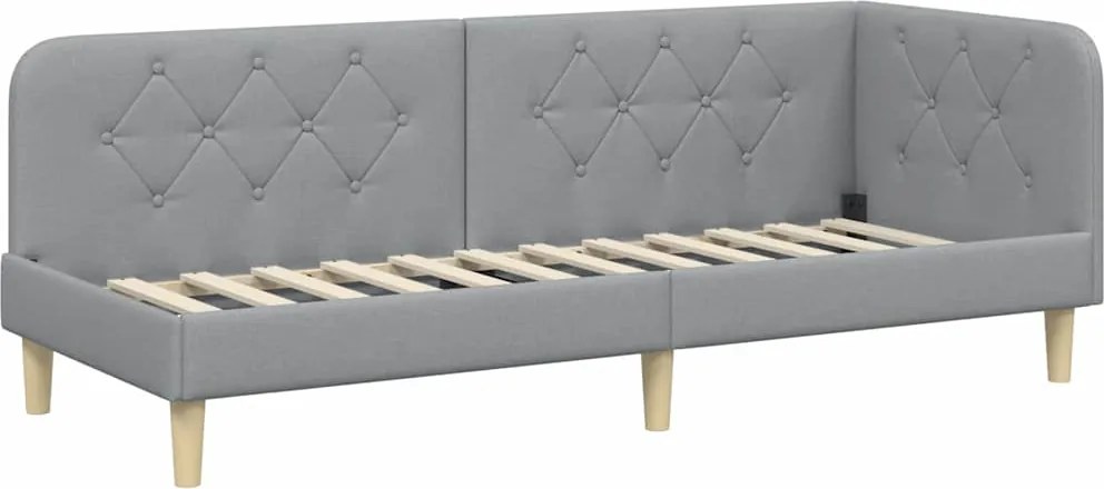 Rohový rám postele Světle šedá 80 x 200 cm textil 3394101
