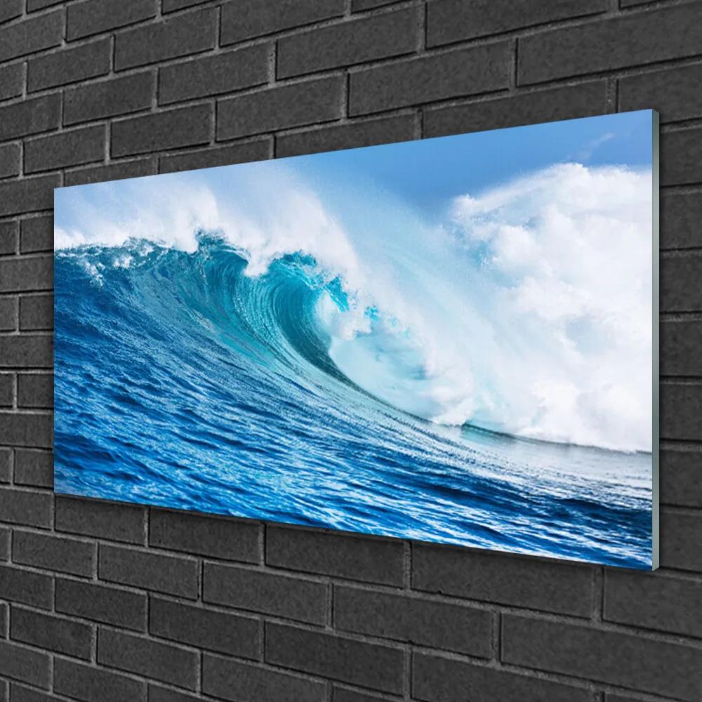 Obraz na skle Vlny Moře Nebe Mraky 100x50 cm