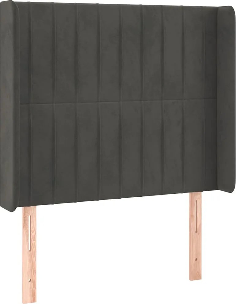 Čelo postele typu ušák tmavě šedé 83x16x118/128 cm samet 3119849
