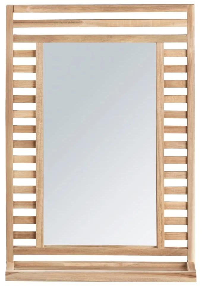 Nástěnné zrcadlo s poličkou s dřevěným rámem 50x70 cm Acina – Wenko