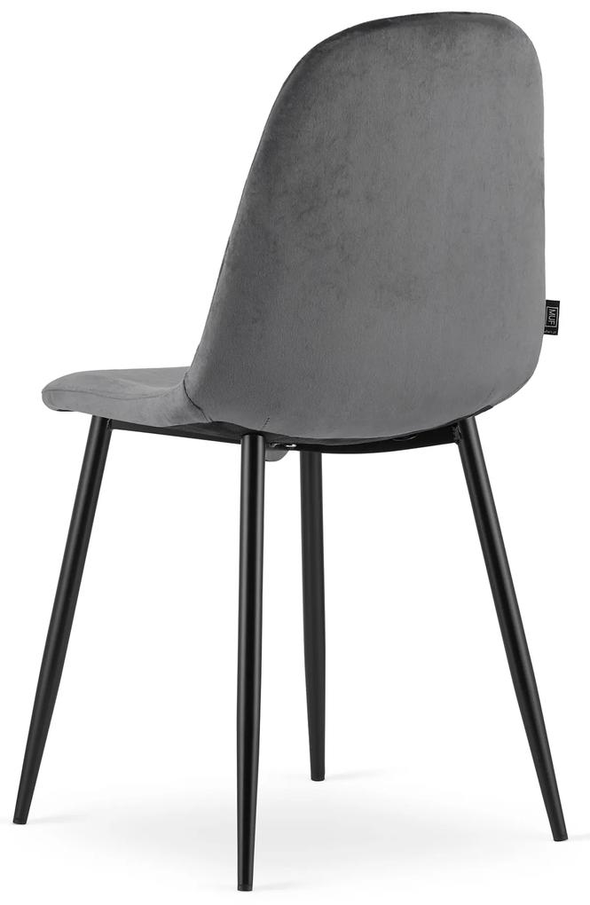Tmavě šedá sametová židle ASTI s černými nohami