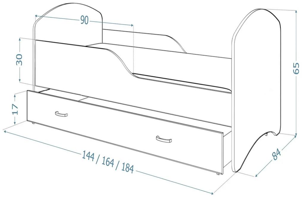 Dětská postel s potiskem IGOR P1 80x160, včetně ÚP, VZOR 26