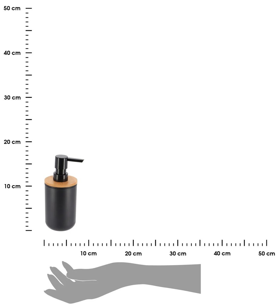 Dávkovač mýdla Besson, černá/s dřevěnými prvky, 300 ml