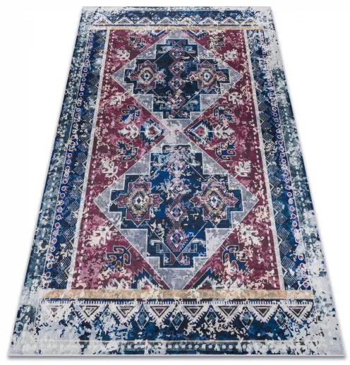 Kusový koberec vhodný k praní ANDRE 1136 Vintage protiskluzový bordó modrý Rozměr: 120x170 cm