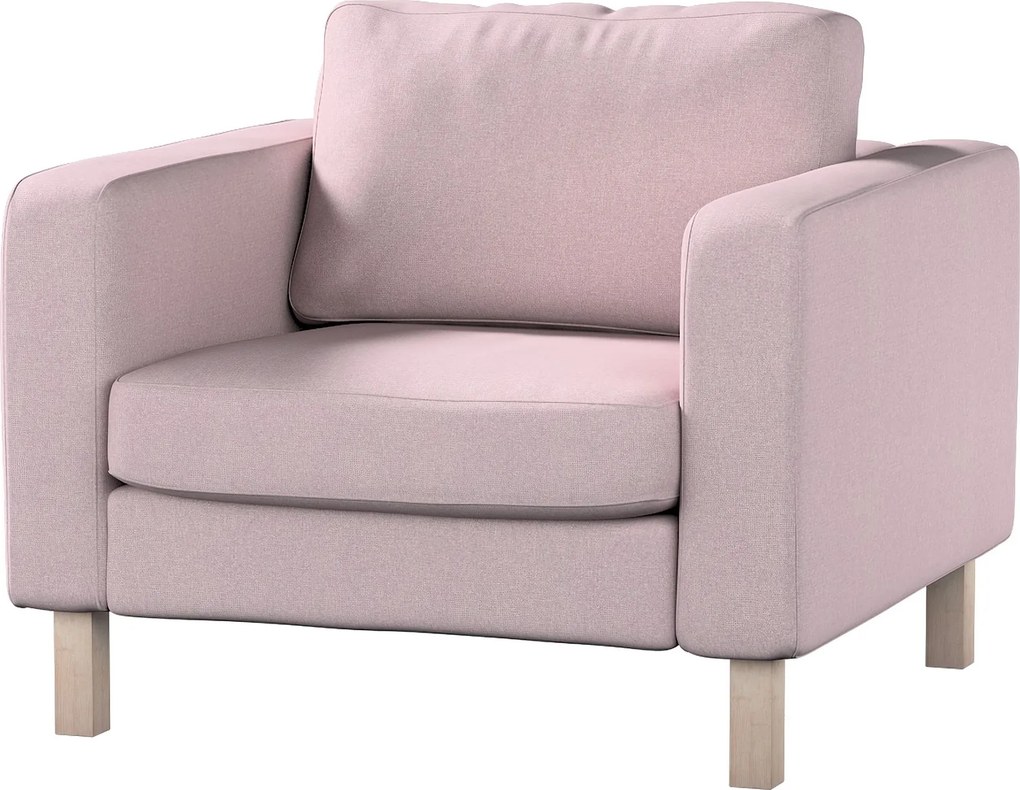 Potah na křeslo IKEA Karlstad, krátký barva růžová látka pletený vzor