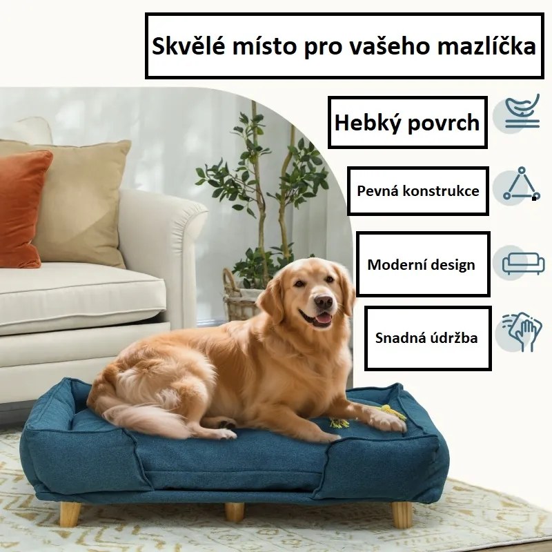Pohovka pro psy, modrá (zvíře do 30 kg a 60 cm) D04-261V00DB