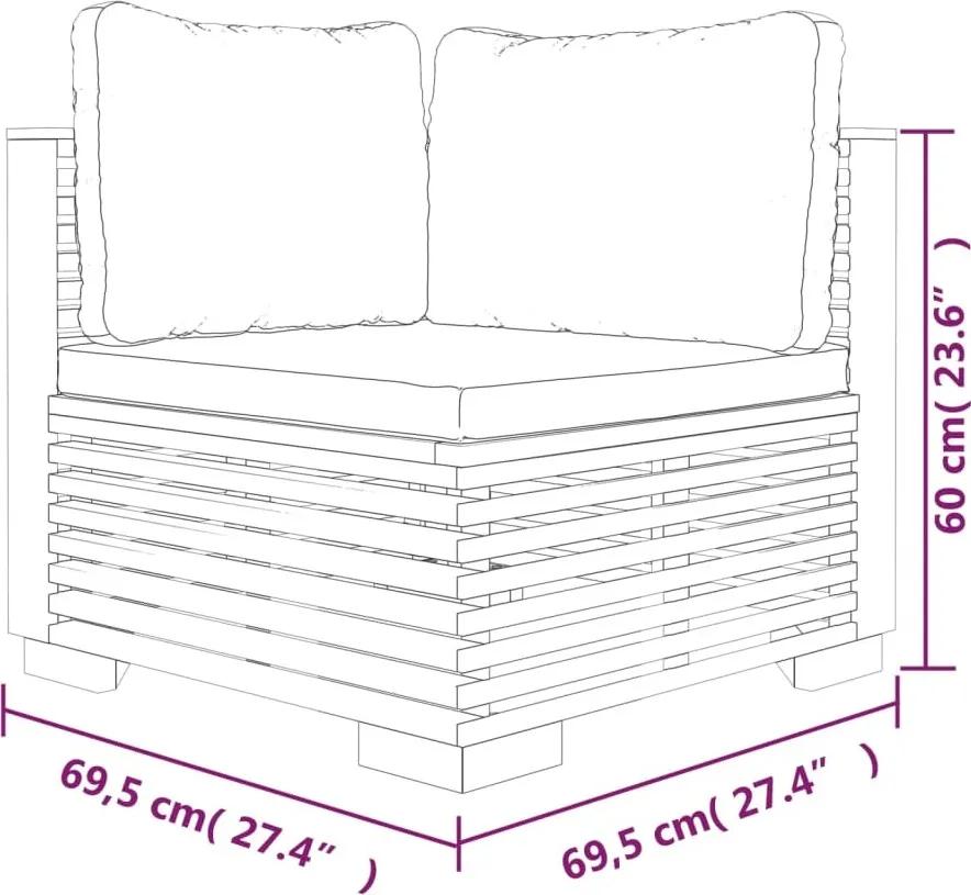vidaXL 6dílná zahradní sedací souprava s poduškami masivní teak [3100899] Barva: krémová