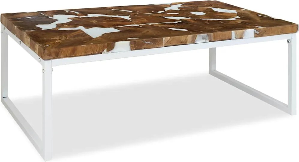 Konferenční stolek teak a pryskyřice 110 x 60 x 40 cm 244553