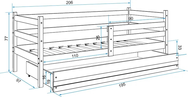 FALCO Postel Norbert 90x200 borovice/zelená