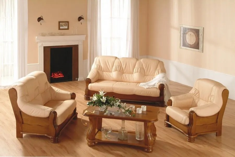 Casarredo - Komfort nábytek Rozkládací trojmístná pohovka ARTUR kůže | potah: kůže Cappuccino,barva: moření Bawaria