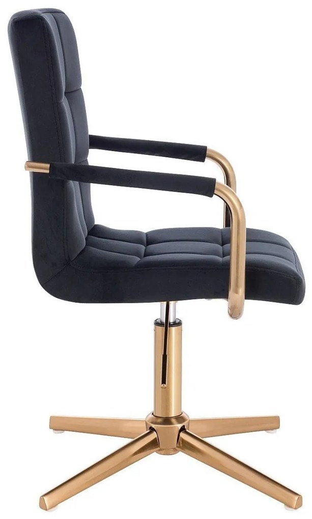 LuxuryForm DESIGN Otočná židle VERONA GOLD VELUR na zlatém kříži - černá