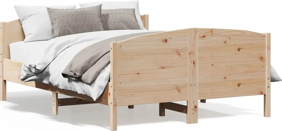 vidaXL Rám postele s čelem voskově 150 x 200 cm masivní borovice [3216170] Barva: Hnědá