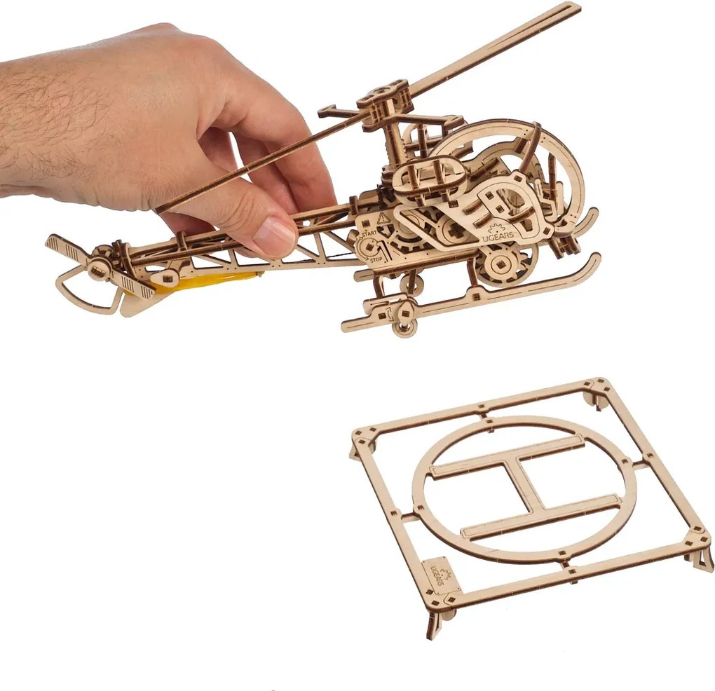 Ugears 3D mechanické puzzle Mini helikoptéra 167 ks