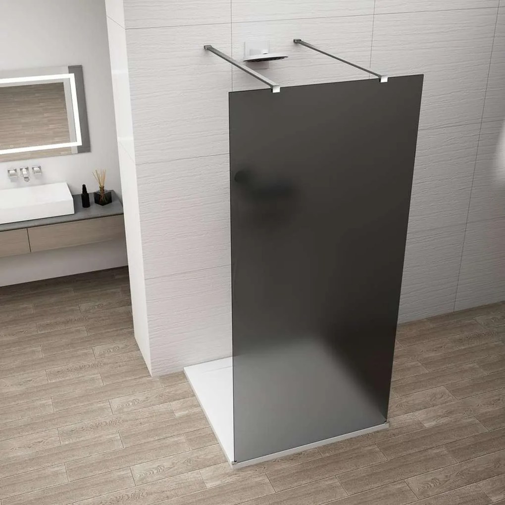 Polysan Esca - Sprchová stěna Walk-In 110x210 cm, Antidrop, kouřové matné sklo/chrom ES1411-05