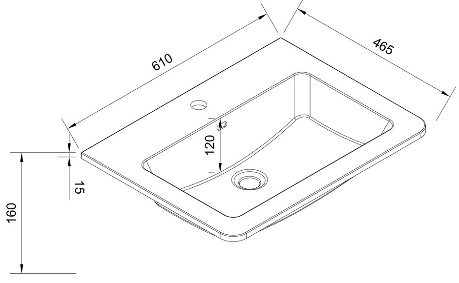 Mereo Mereo, Siena, koupelnová skříňka s umyvadlem z litého mramoru 61 cm, bílá, antracit, černá, CN430M
