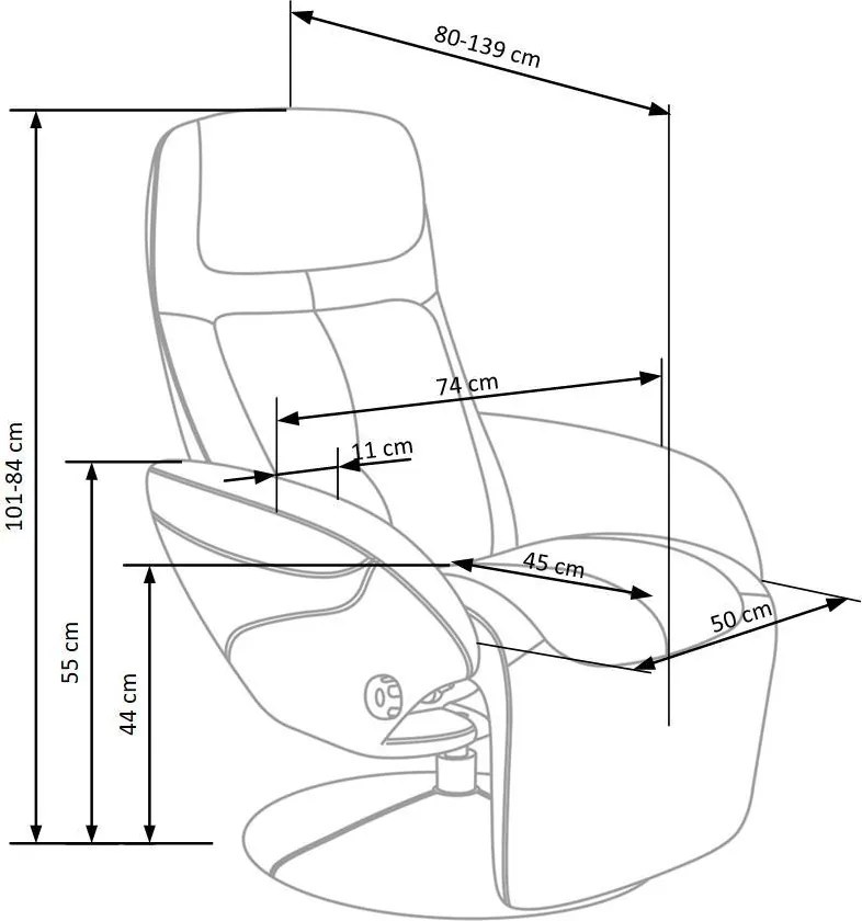HALMAR OPTIMA 2 polohovací křeslo šedé