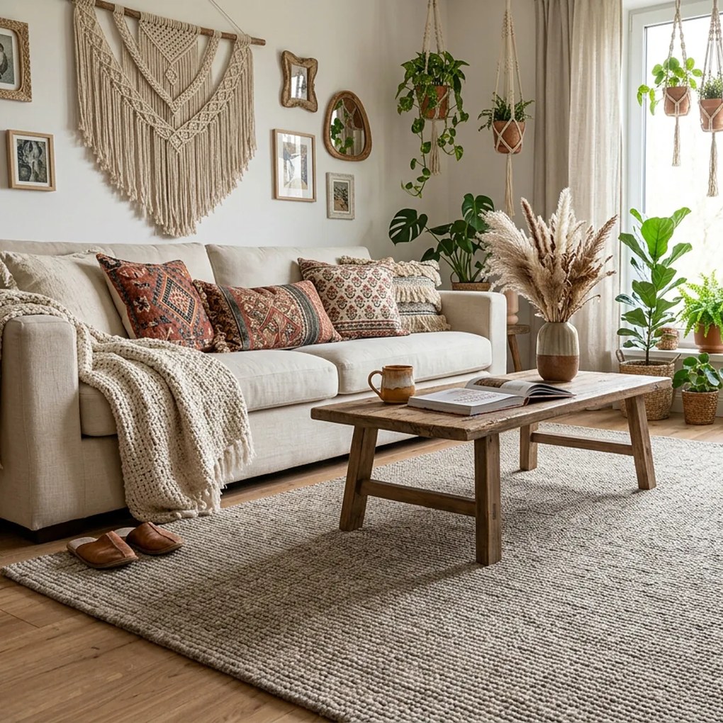 Hanse Home, Kusový koberec Bouclé Jute 105975 Grey Brown, 60x90, hnědá, chodba / předsíň