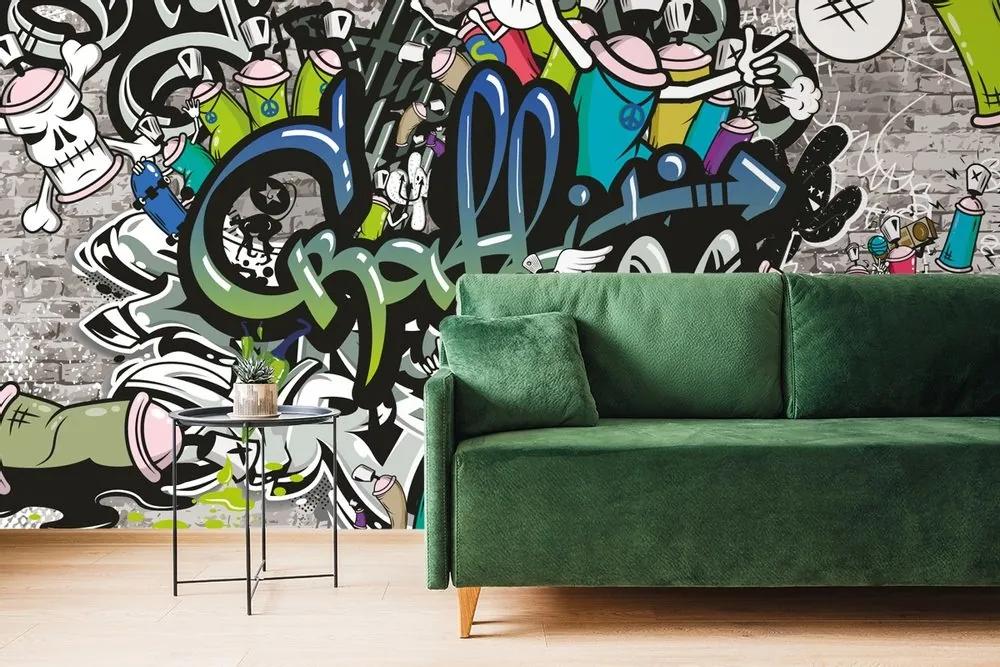 Tapeta stylová graffiti stěna - 150x100