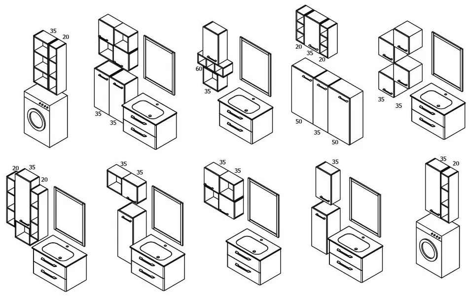 Sapho, ESPACE otevřená policová skříňka 20x94x22cm, bílá (ESP130), ESC130-3030