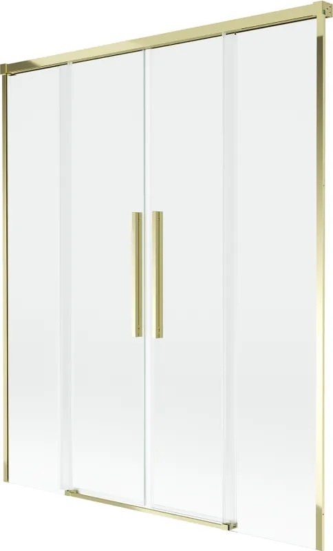 Mexen Rox, 2-křídlová posuvná vanová zástěna 160 x 150 cm, 8mm čiré sklo, zlatý lesklý profil, 8C9-160-002-50-00