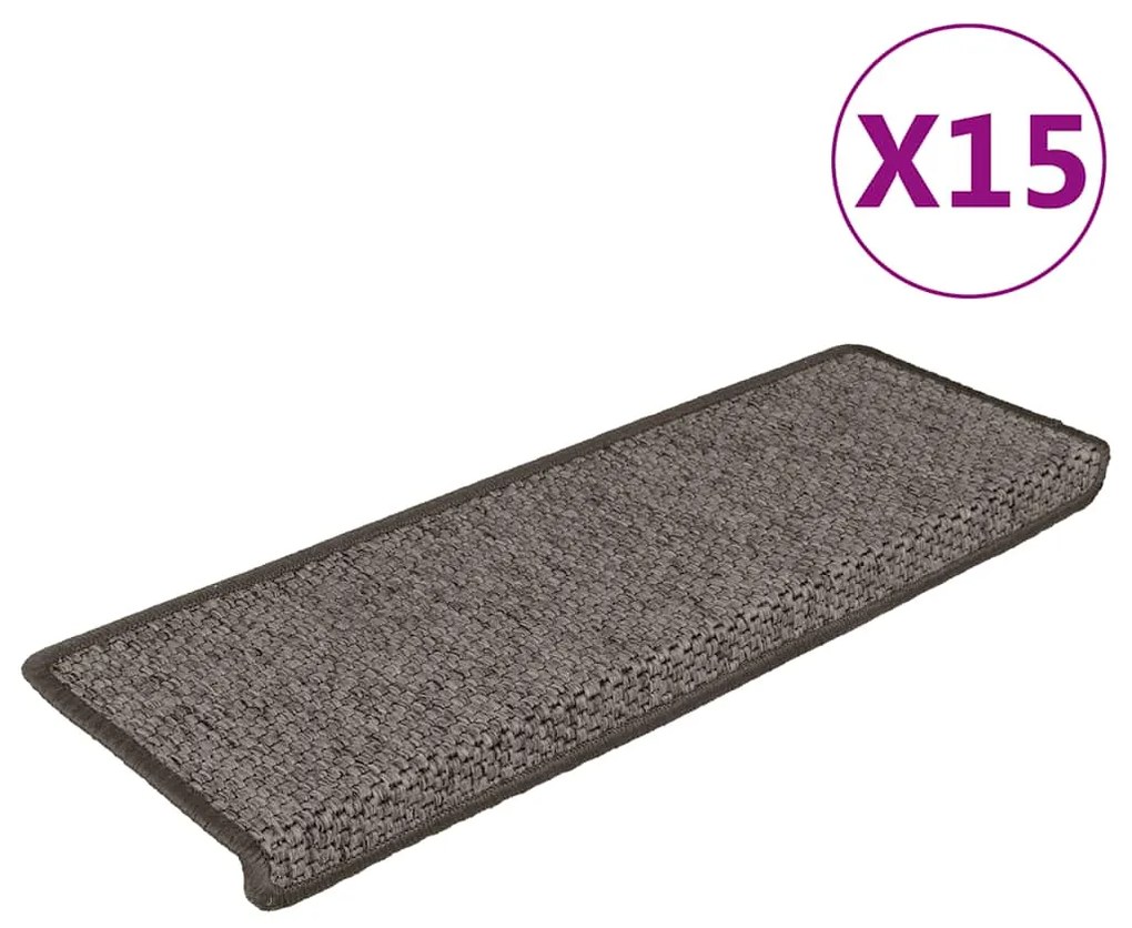 Samolepící nášlapy na schody sisal 15ks 65x21x4cm šedé a béžové 326884