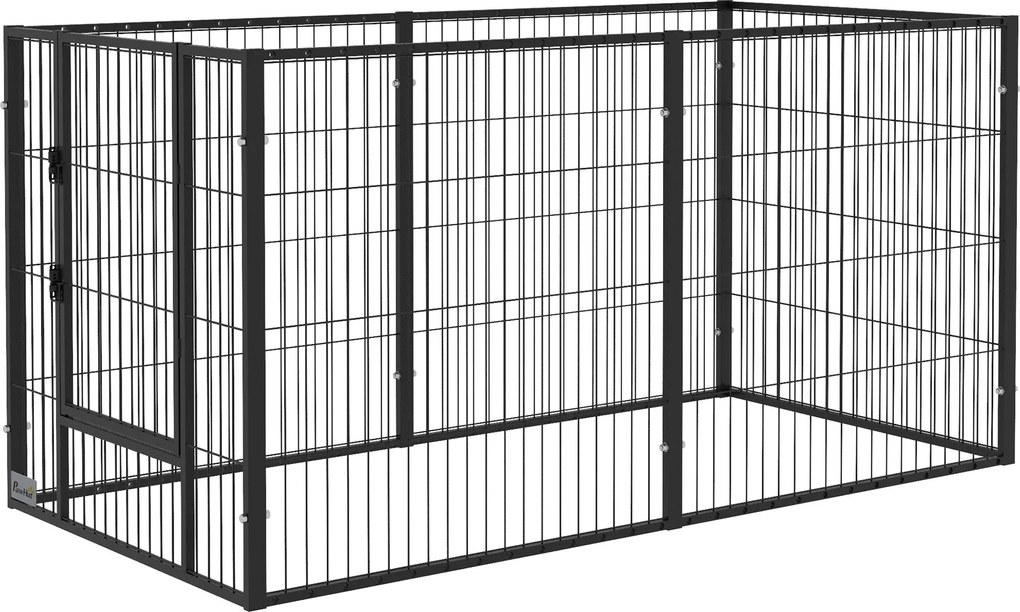 PawHut 6-panelový nastavitelný psí výběh s ocelovým rámem 82,5-150x79x81 cm Černý | Aosom