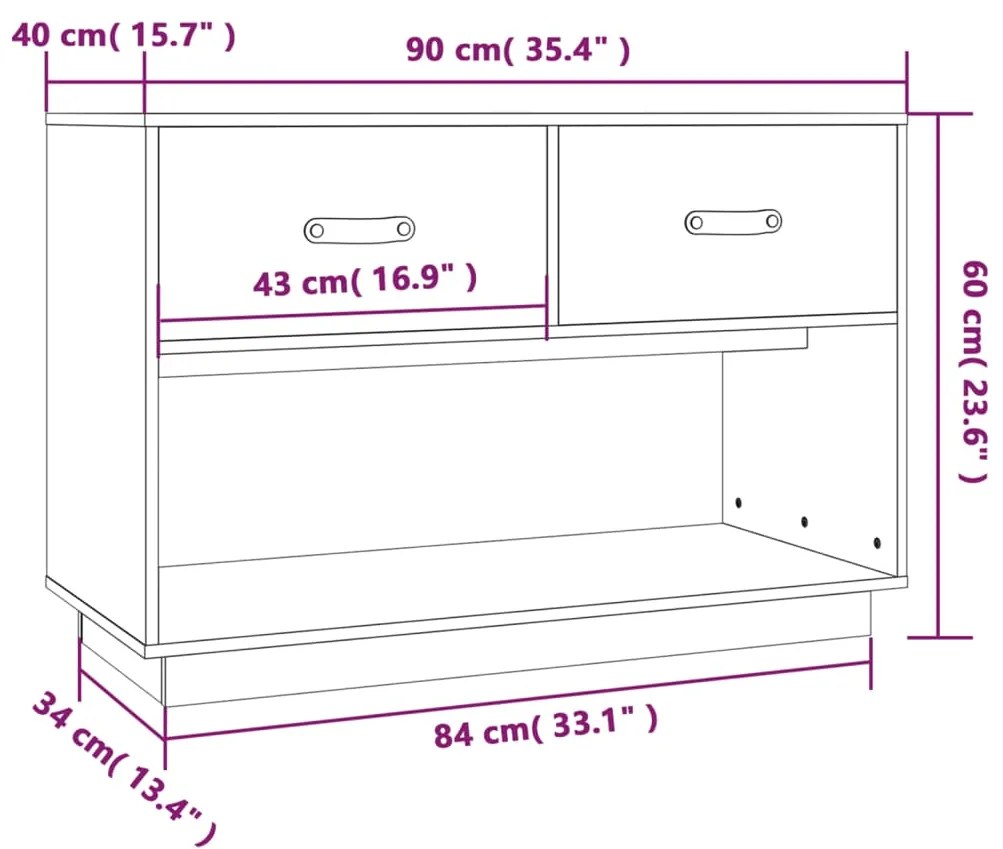 TV skříňka medově hnědá 90x40x60 cm masivní borové dřevo