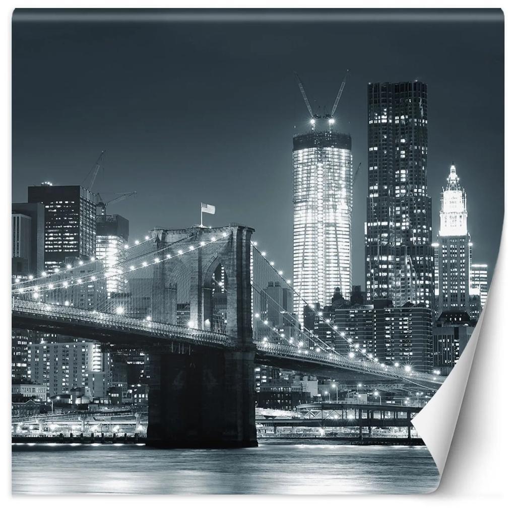 Gario Fototapeta Brooklynský most v noci, New York černobílá verze Materiál: Vliesová, Rozměry: 100 x 100 cm