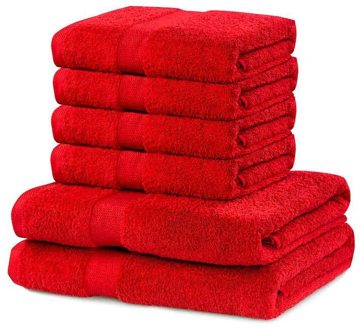Sada froté ručníků a osušek MARINA červená 6 ks