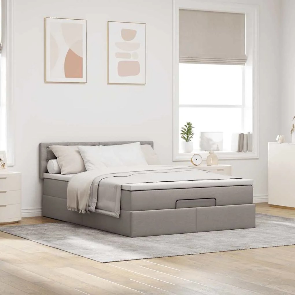 Osmanská postel s matrací & LED Taupe 140x190 cm Látka 3312475