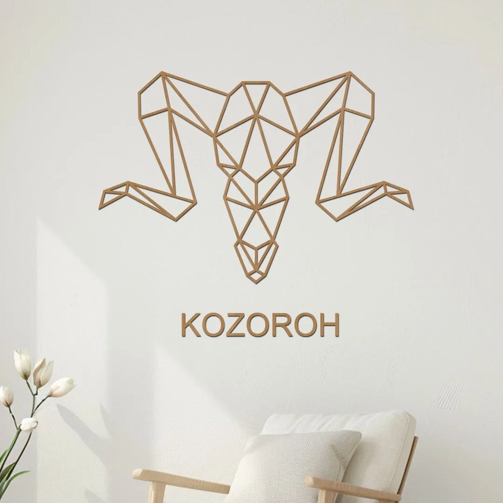 dřevo života Dřevěná samolepka na zeď znamení KOZOROH Zvolte rozměr (cm): 80x70, Zvolte barvu dekoru: Černá