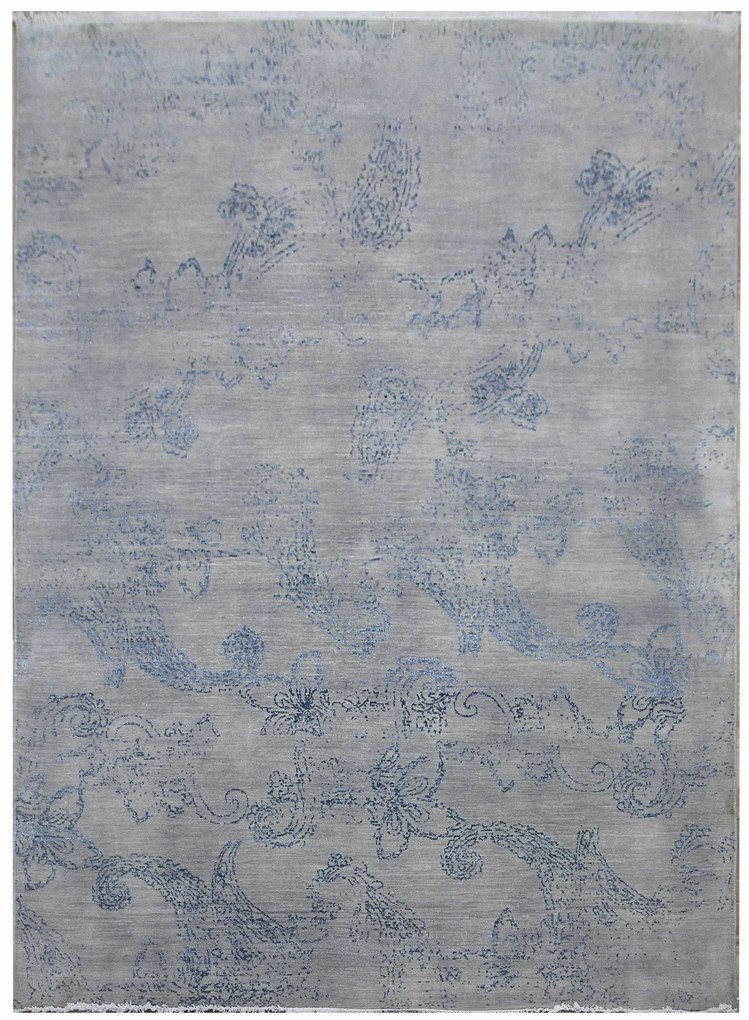 Diamond Carpets India, Ručně vázaný kusový koberec Diamond DC-KERRY 2 Silver/blue, 365x457, modrá, chodba / předsíň
