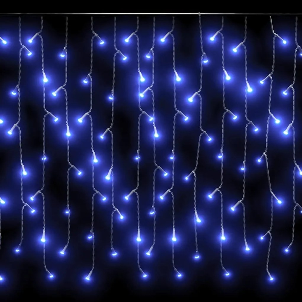 LED světelný závěs s rampouchy 10 m 400 LED modrý 8 funkcí 328913