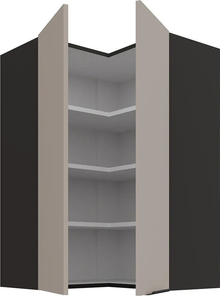 ARIA cb | horní kuchyňská skříňka 60x60 GN-90 2F (90°) rohová s policemi | VYSOKÁ | 60x60 cm | černá/béžová