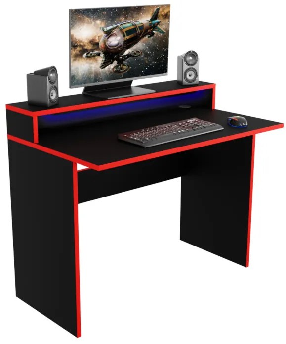 Expedo Počítačový herní stůl KADET + LED, 100x86x50, černá