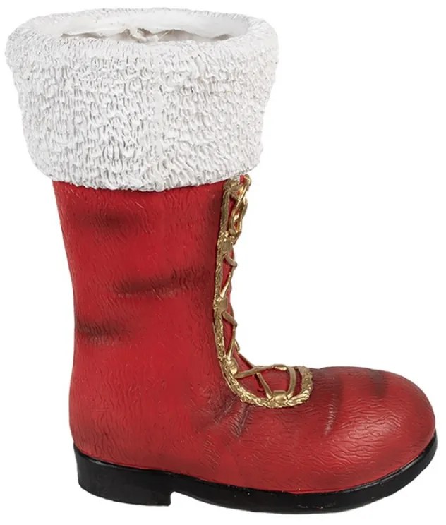 Vánoční dekorace červená keramická holínka Santa Clause – 32x19x36 cm