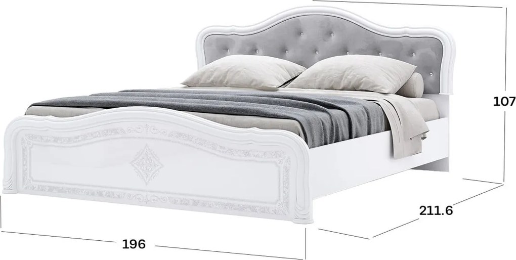 Postel 180 Lux bez roštu, bílý lesk Luiza